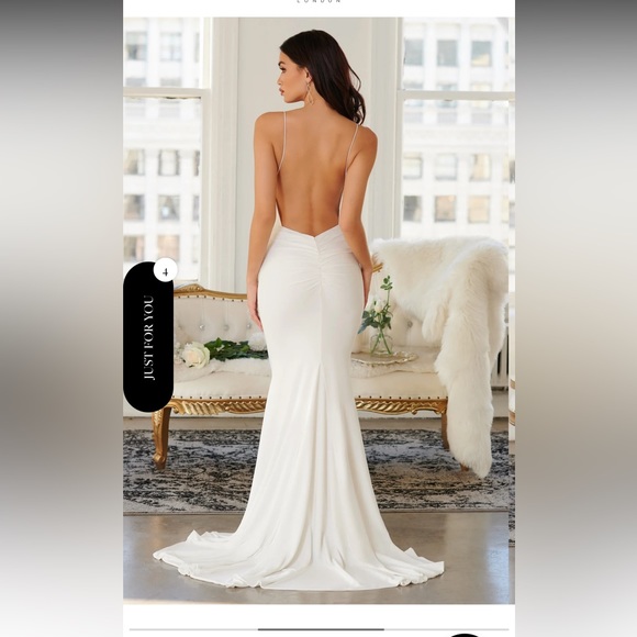 Club L London | Dresses | Club L White Backless Bum Ruched Fishtail Maxi Dress | Poshmark